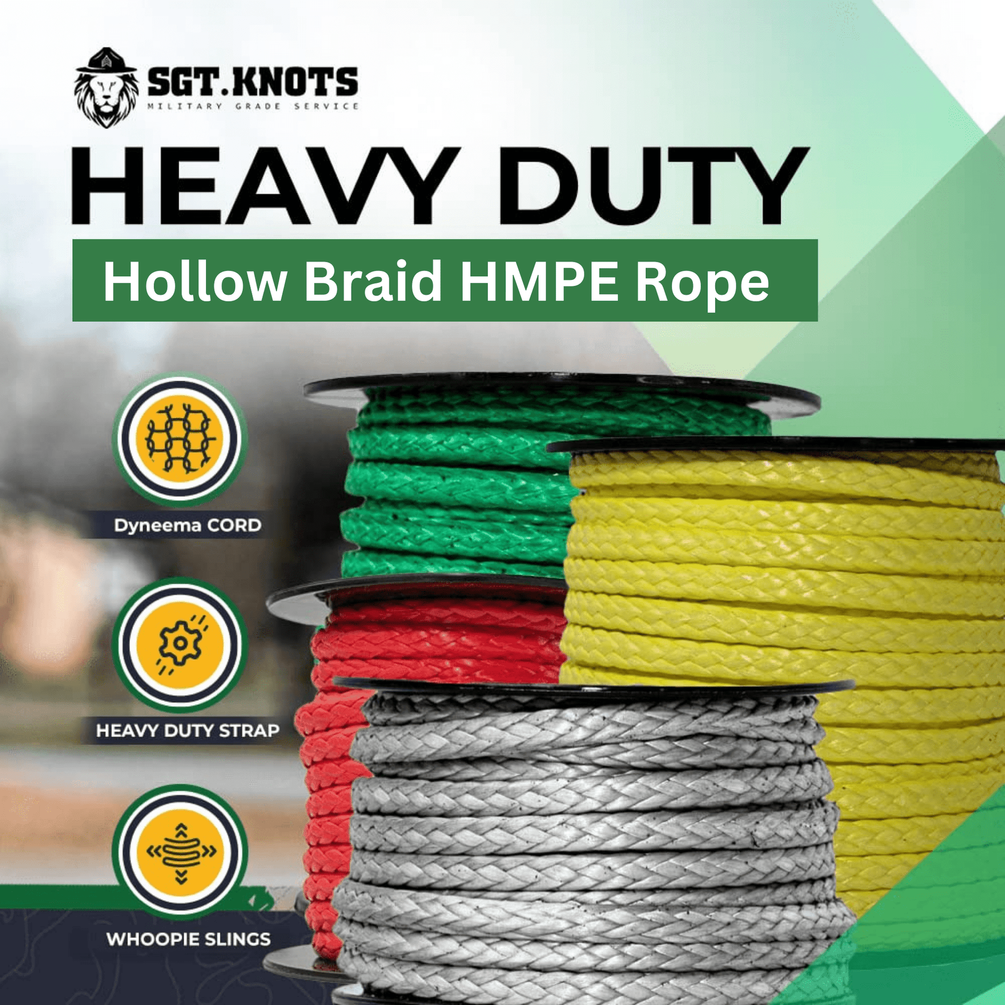 HMPE Hollow Braid Rope 1/8 inch (3mm) | SGT KNOTS®