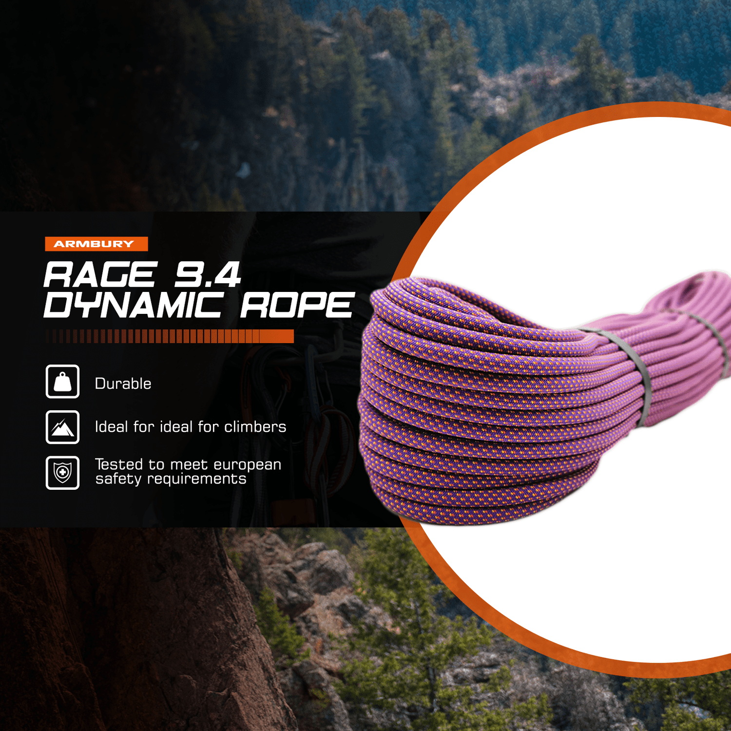 Climb Confidently Anywhere with Armbury Rage 9.4mm Dynamic Rope